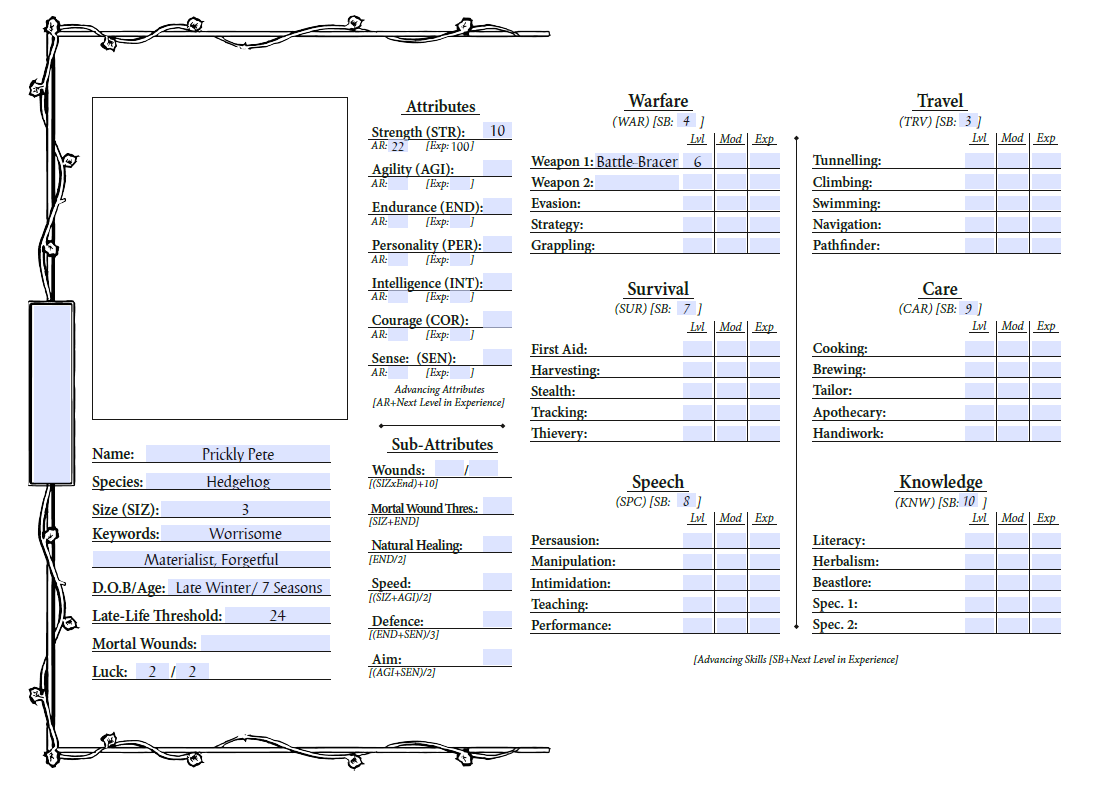 Primrose 1.7 - Fixes to Character Sheet and Small Additions - Primrose ...