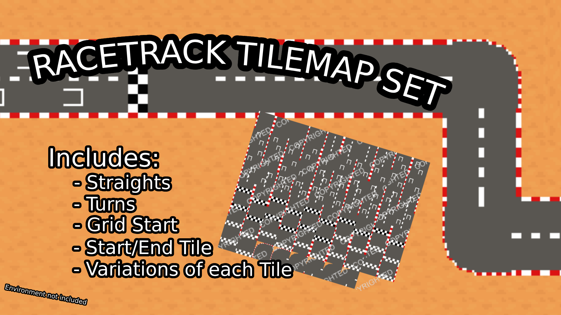 Racetrack 2D Pixel Art Tileset Tilemap by Mr Charlie
