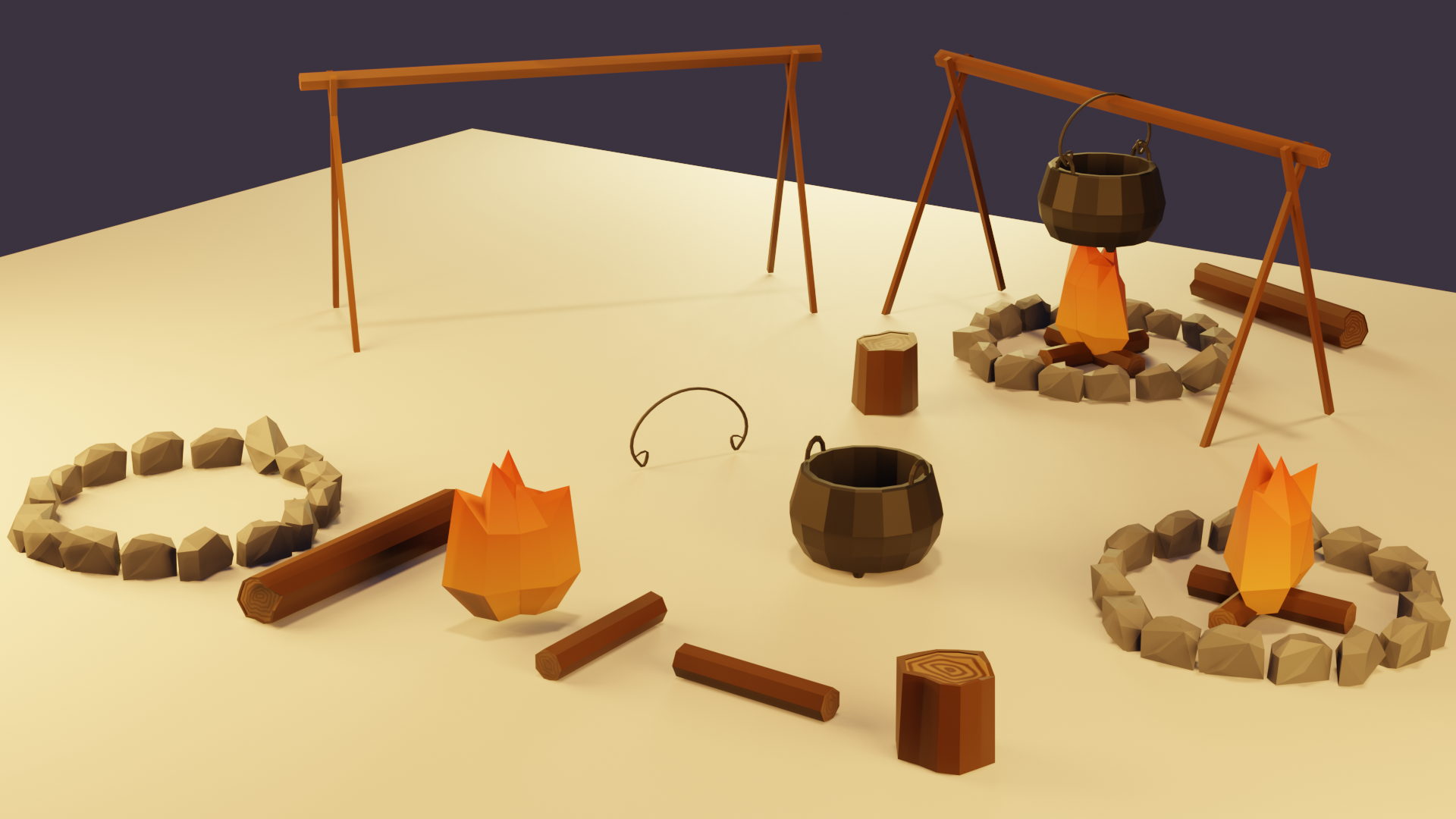 Campfire Pack - Campfire Props Pack – 11 Modular Low Poly Assets for ...