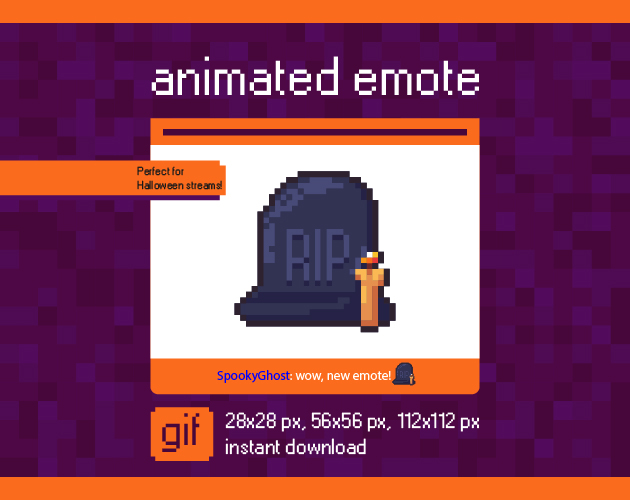 Free Halloween Twitch Emote | Pixel Art RIP Gravestone with Candle by ...