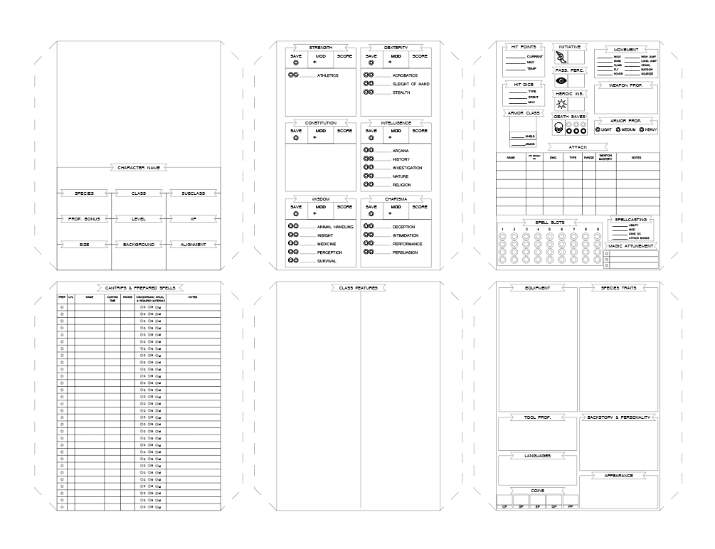 TTRPG: Pocket-sized Character Sheet by DanVelasquezArt