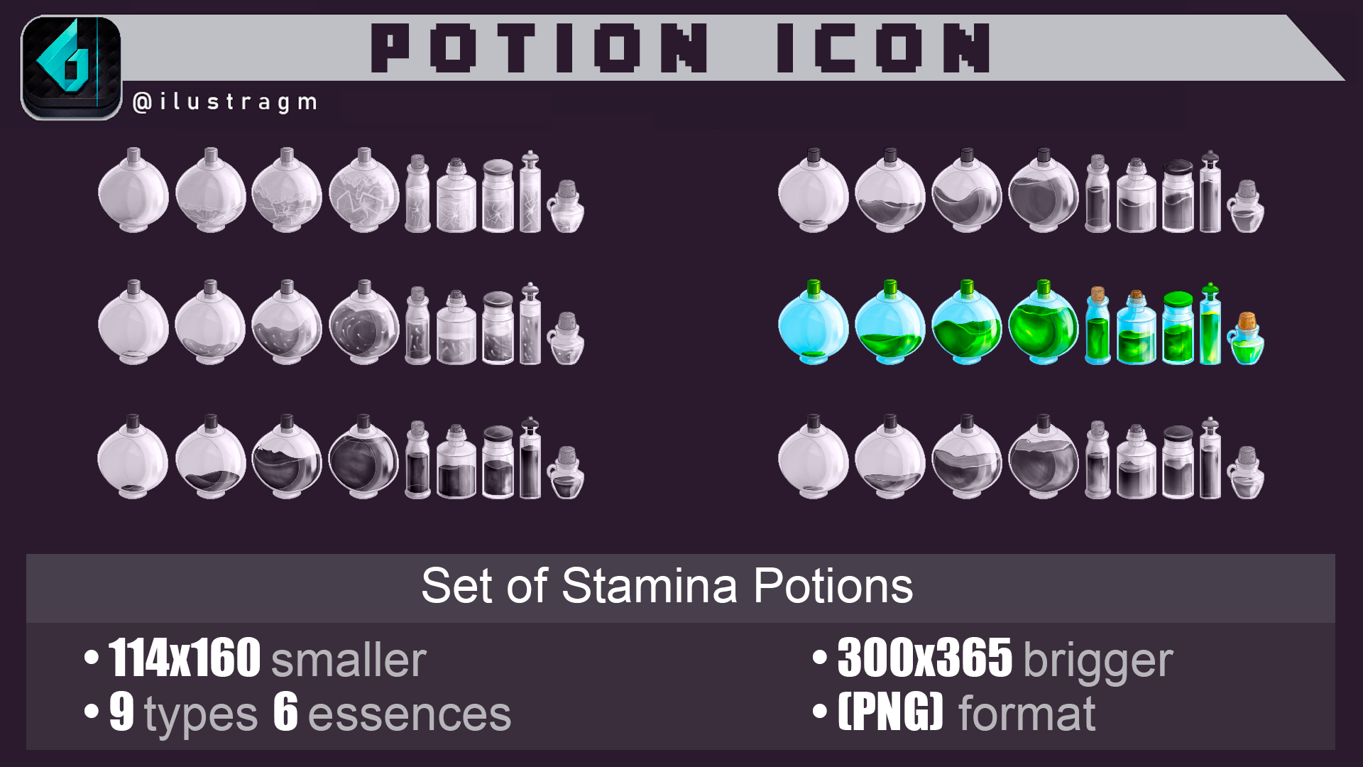 Set of Stamina Potions Icon by Giacomo Magalhães - GM ilustra