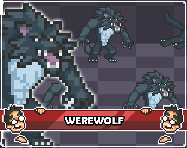 2D Pixel Art Werewolf Sprites by Elthen's Pixel Art Shop