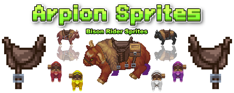 top-down (pixel art) Bison Rider 2D by Nathan Arpion