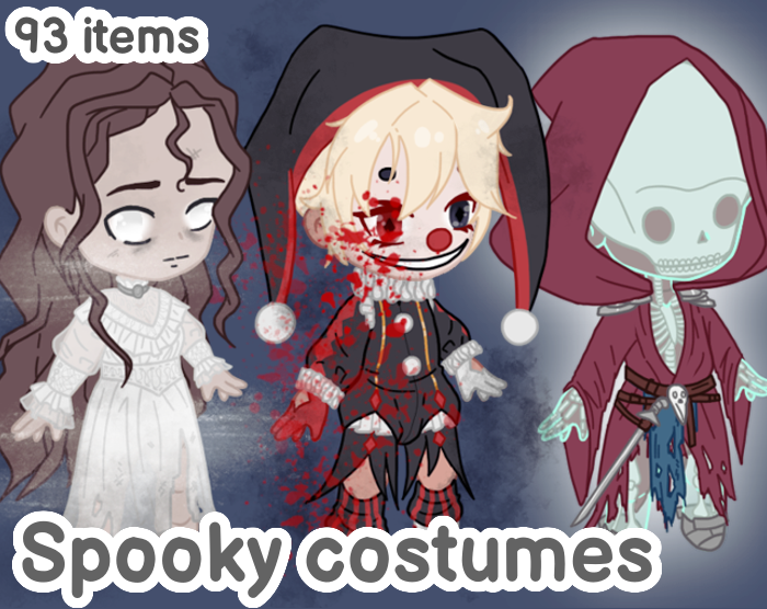 Spooky costumes (chibi character) by MaelleMarylloup