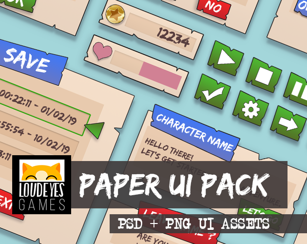 Paper UI Asset Pack for Games by LoudEyes