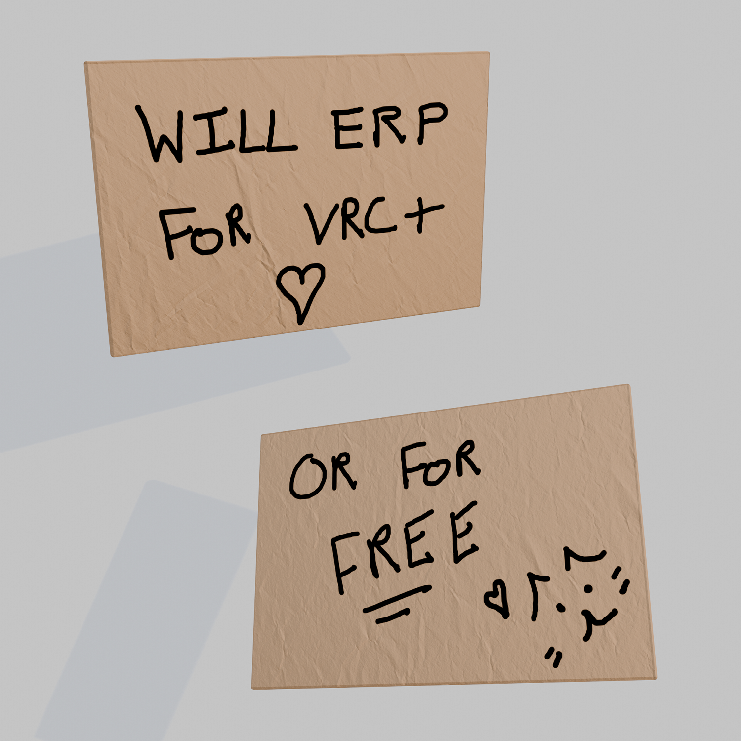 Cardboard Sign (VRChat Avatar Asset) by MunchieTheFossa