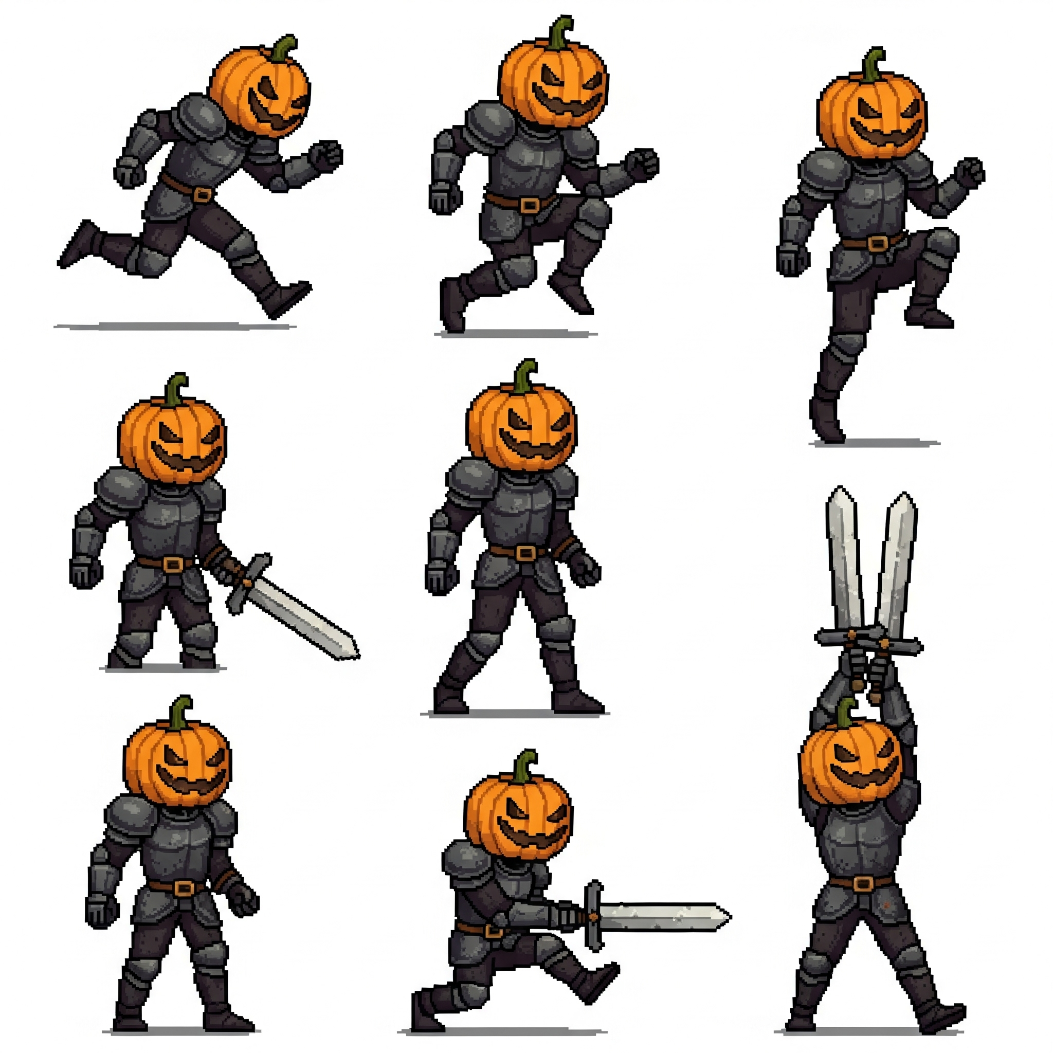 Free Haloween Pumpkin Knight 2D Sprite Sheet by wonksterapps