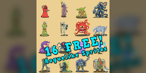 Roguelike Monster Spritesheet (2019 July Freebie) by Tastygraph