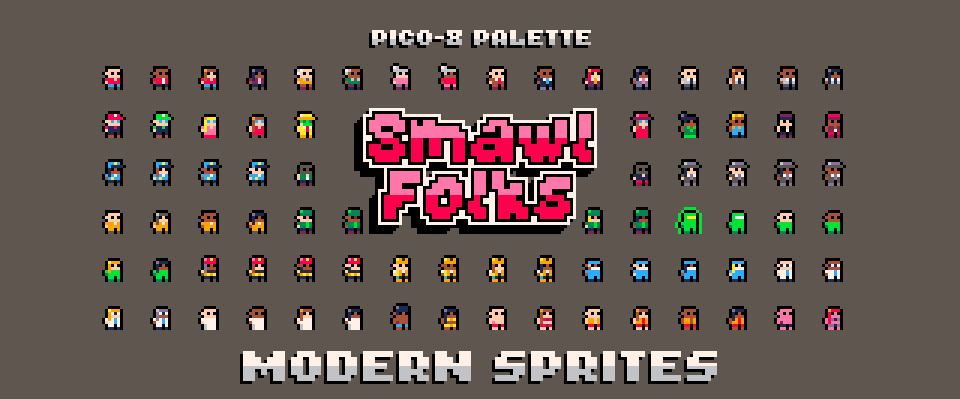 Smawl Folks - Modern Sprites - Palette A by Adam Childs
