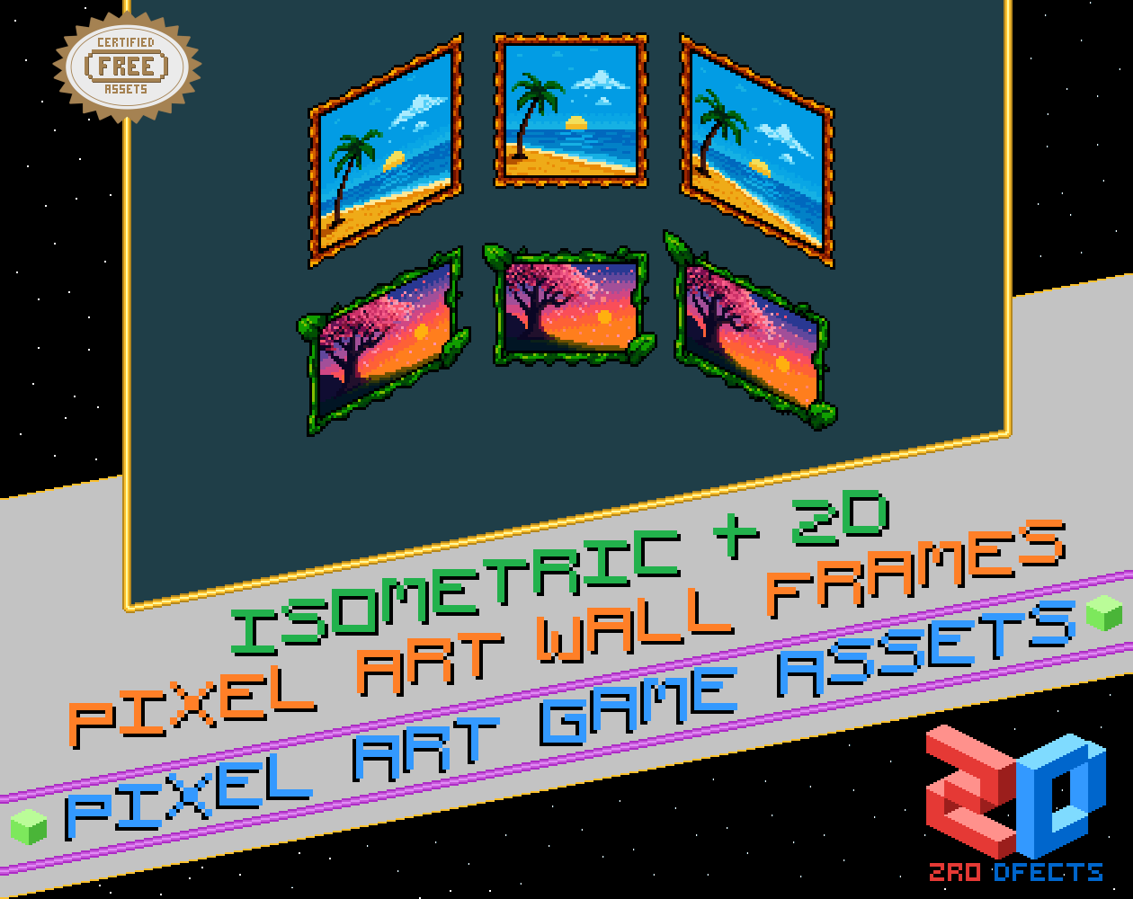 Isometric And 2D Pixel Frames Wall Paintings Tilesets by Zro Dfects