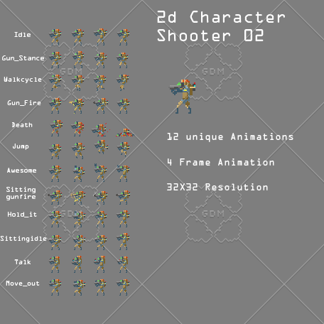 2d Character shooter Pack 02 by Cubenom