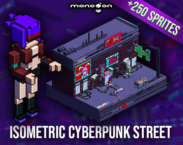 Isometric Cyberpunk Streets by monogon