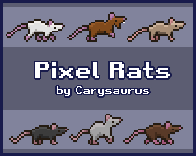 2D Pixel Rat Sprites with Animations by carysaurus