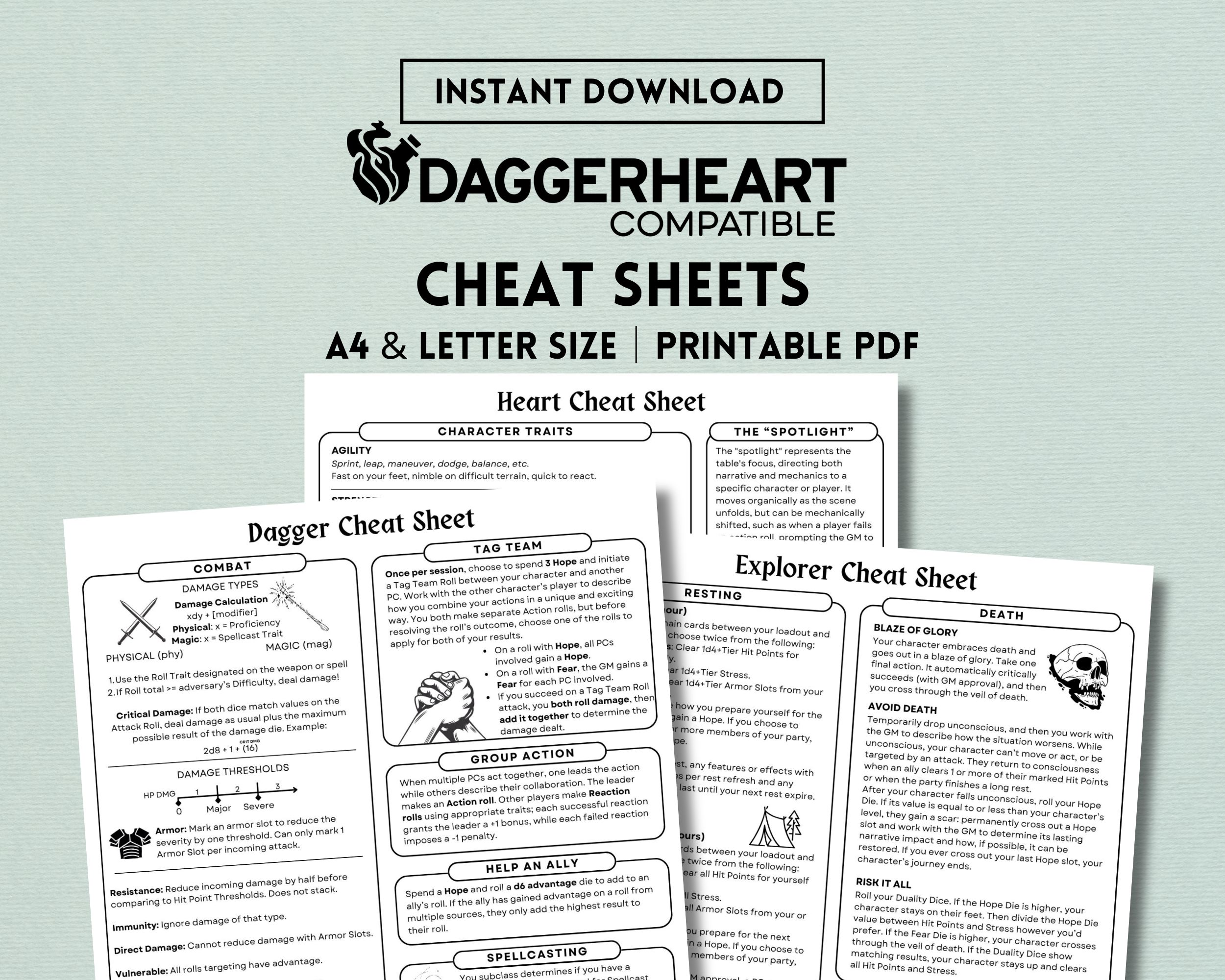 Daggerheart Cheat Sheets by quigonquinn