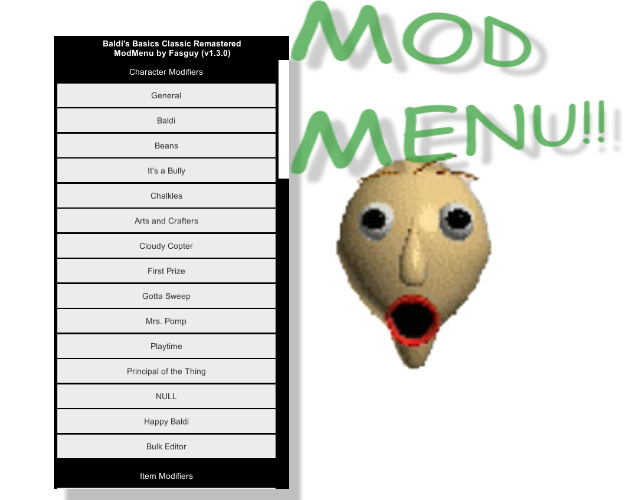 Baldis Basic Classic Remastered Mod Menu by .greeny