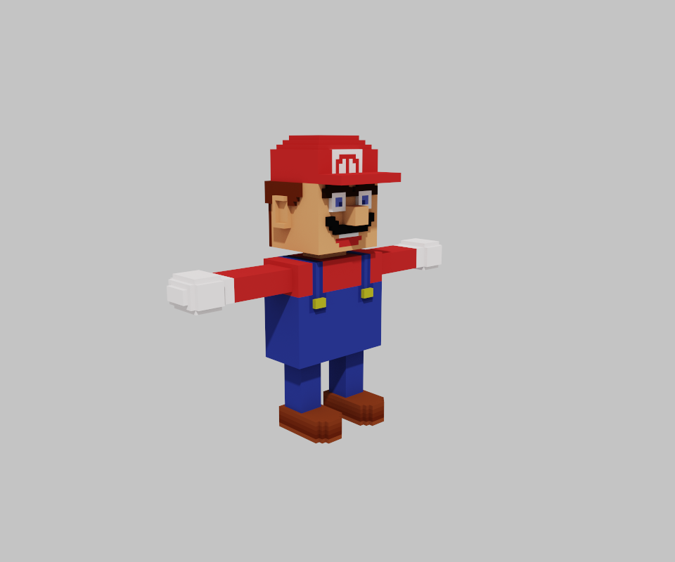Mario Rigged Voxel Low Poly Game Character by CraftUz