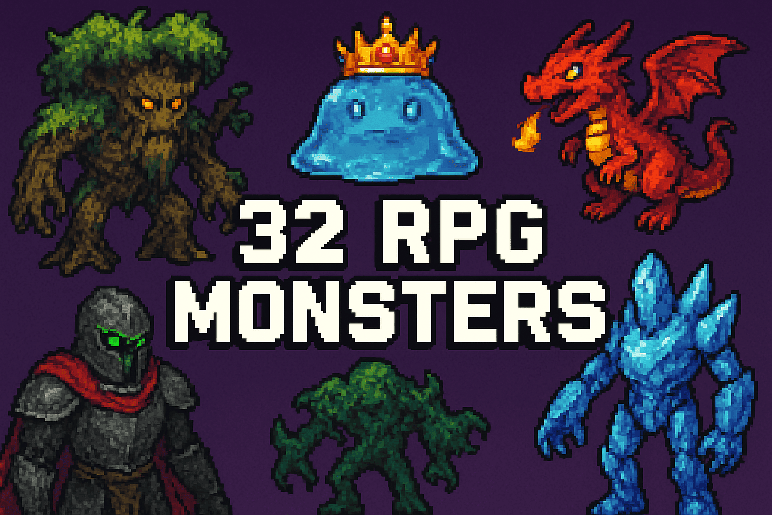 32 RPG Monsters – 16-Bit Pixel Art Sprite Pack for Retro Games by ...