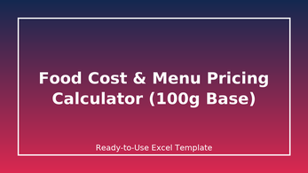 Food Cost & Menu Pricing Calculator — Excel Template (100g Base) by ...