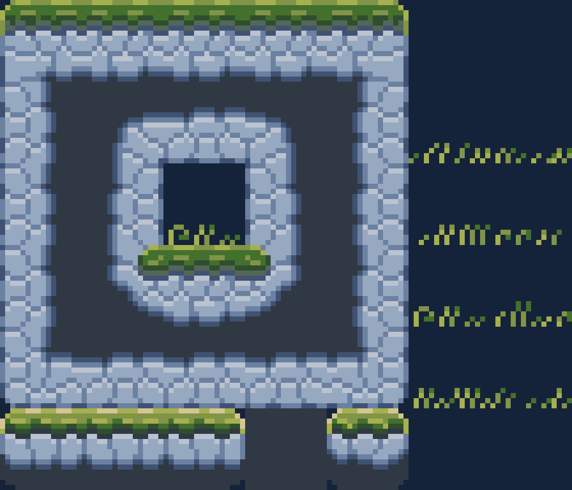 Greenpath with rocks tilemap- PixelArt by JoviiDevart by Jovii's