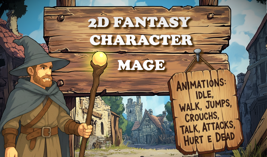2D Fantasy Character – Mage (Animated Sprite Pack) by NewWaiGames