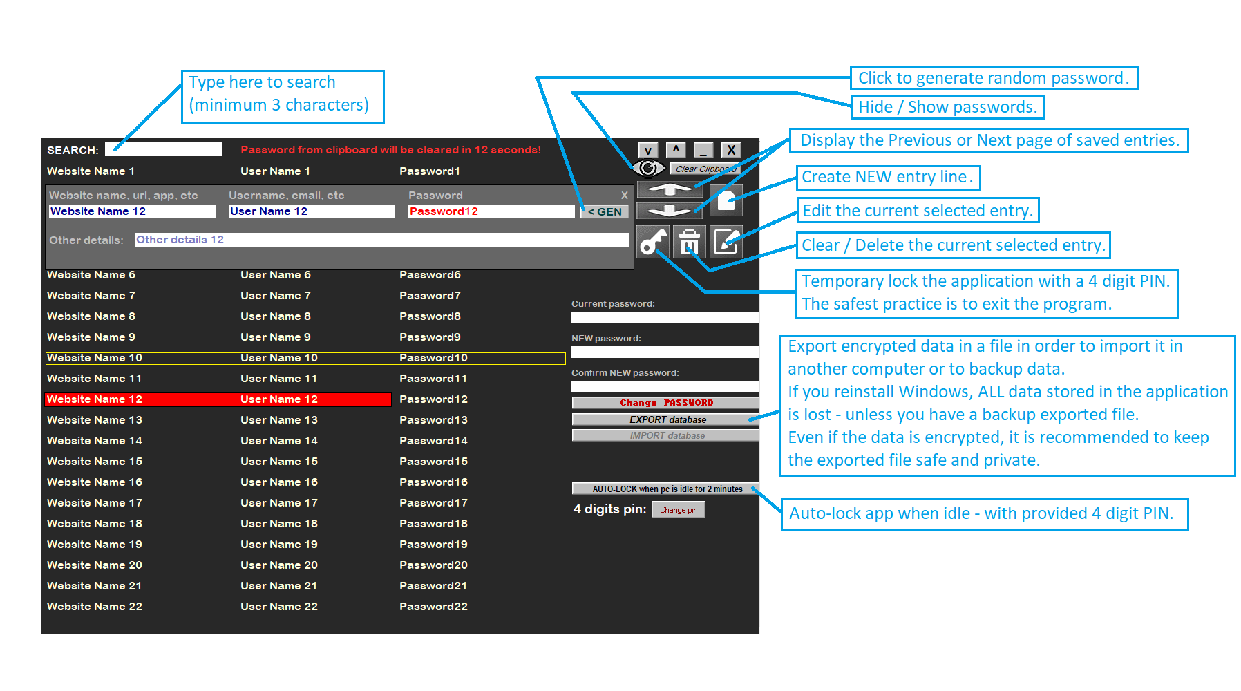 Simple and secure password manager by Manuro