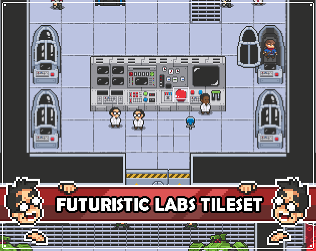 2D Pixel Art Futuristic Labs Tileset by Elthen's Pixel Art Shop