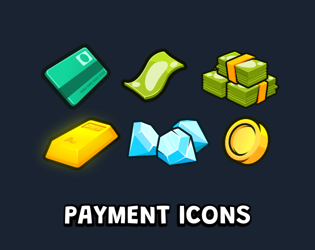Game payment icons by Robert Brooks - gamedeveloperstudio.com