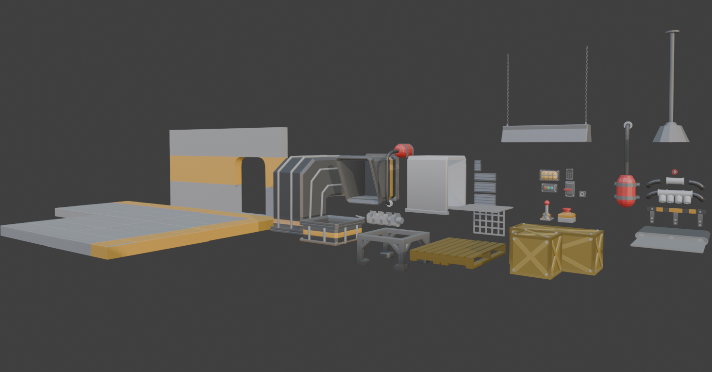 Low Poly Modular Game Factory Assets kit by Devster269