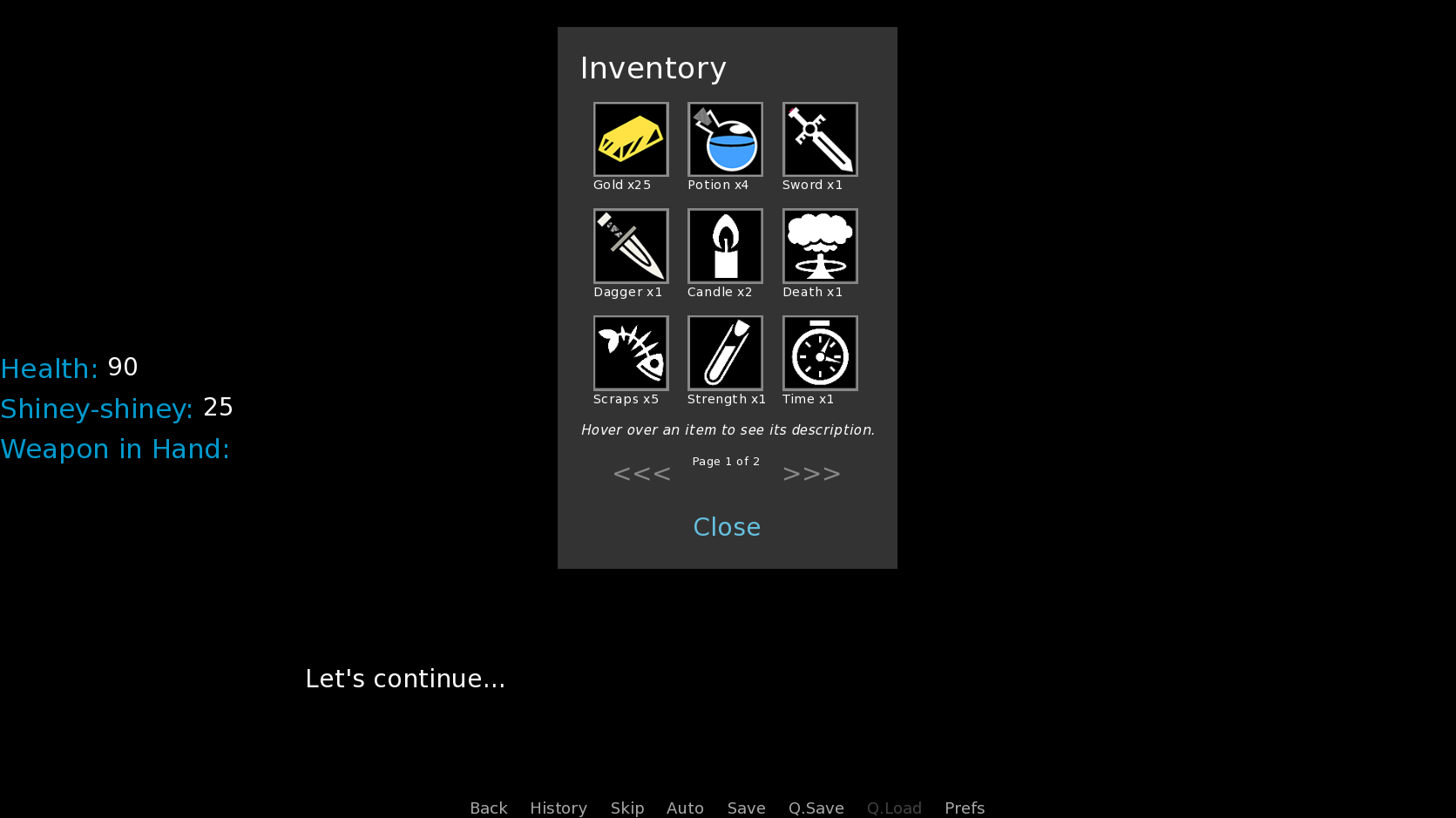 A Simple Inventory for RenPy by BadMustard