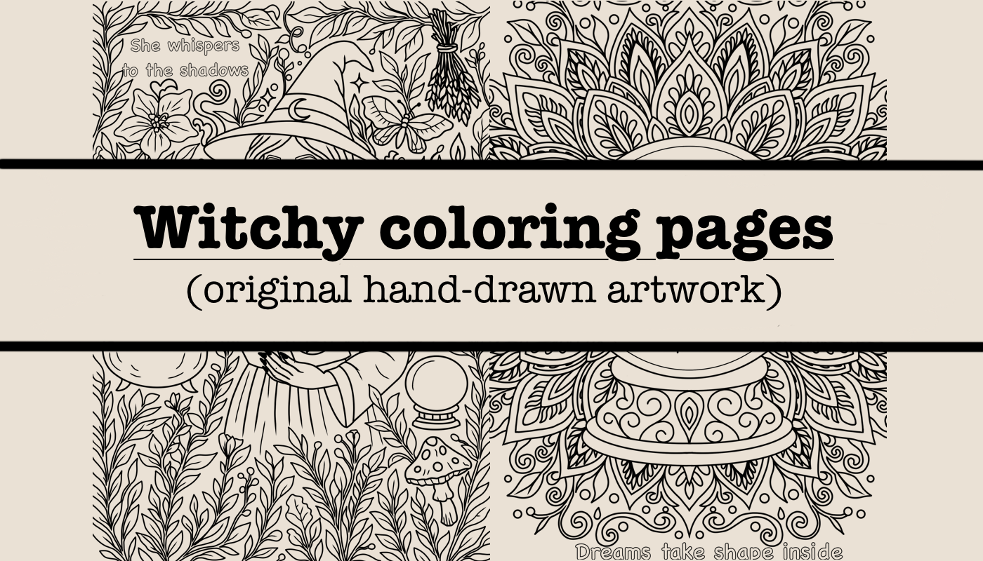 Witchy coloring pages- 10 intricate coloring pages and mandalas (A4 ...