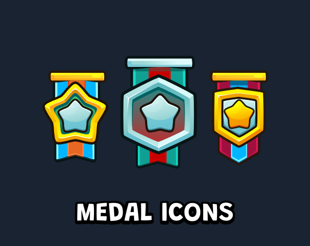 Game interface medal icons by Robert Brooks - gamedeveloperstudio.com
