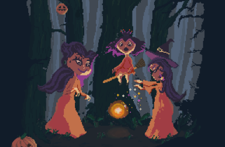 wallpaper-witches-forest-01-pixel-art by Linux witch 🧙‍♀️ conjuring pixels
