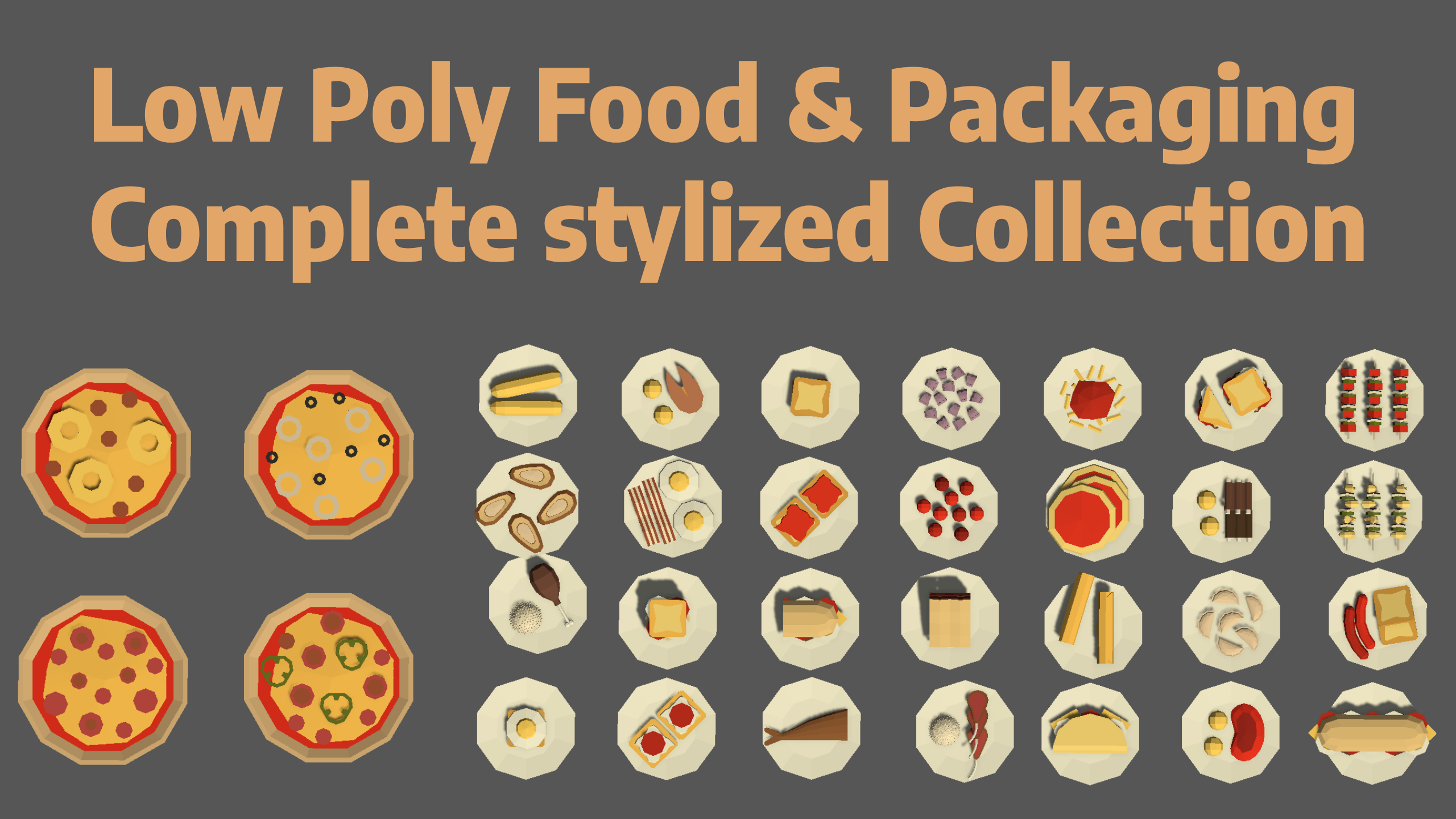 FREE Low Poly Food & Packaging – Complete stylized Collection by EmaceArt
