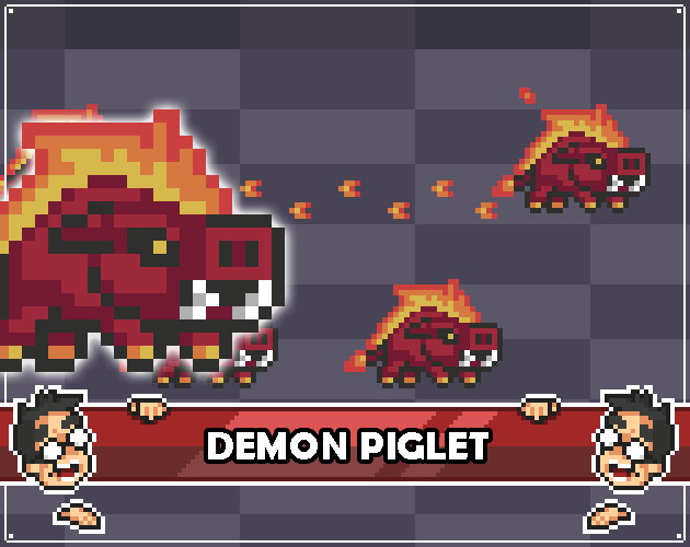 2D Pixel Art Demon Piglet Sprites by Elthen's Pixel Art Shop