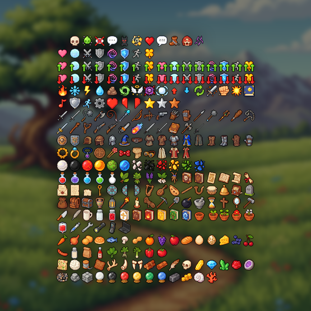 Free 250+ Stylized Item Icon Set Pack (32x32) by SODA