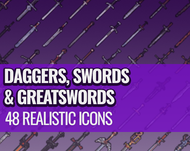 Realistic 32x32 Daggers Swords Greatswords Icon Pack by SODA