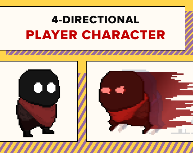 64x64 4-direction pixel art character by Banners Called
