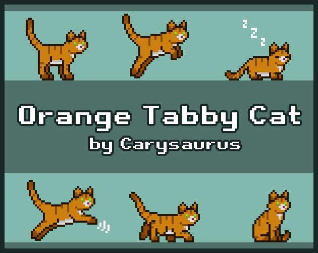 Orange Tabby Cat Sprites with Animations by carysaurus