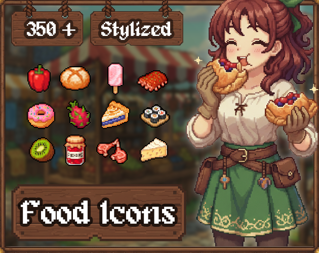 350+ Stylized Food Icon Set Pack (32x32) by SODA