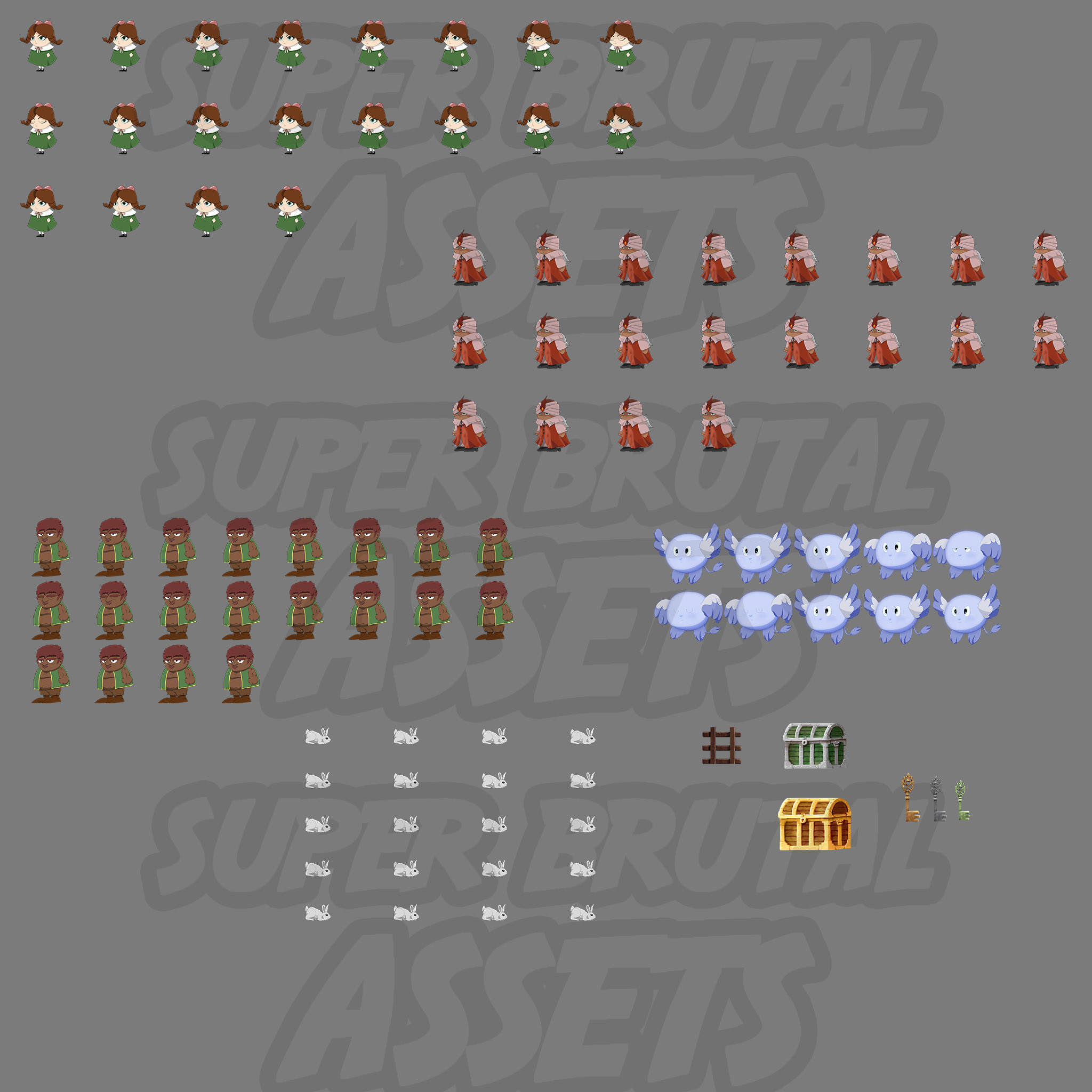 HQ 24 Characters 2D RPG Fantasy Villagers by Super Brutal Assets