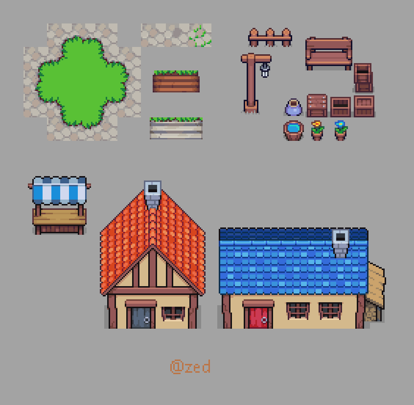 Village Pack Free Version - Pixelart Village Top-Down RPG Asset Pack v2 ...