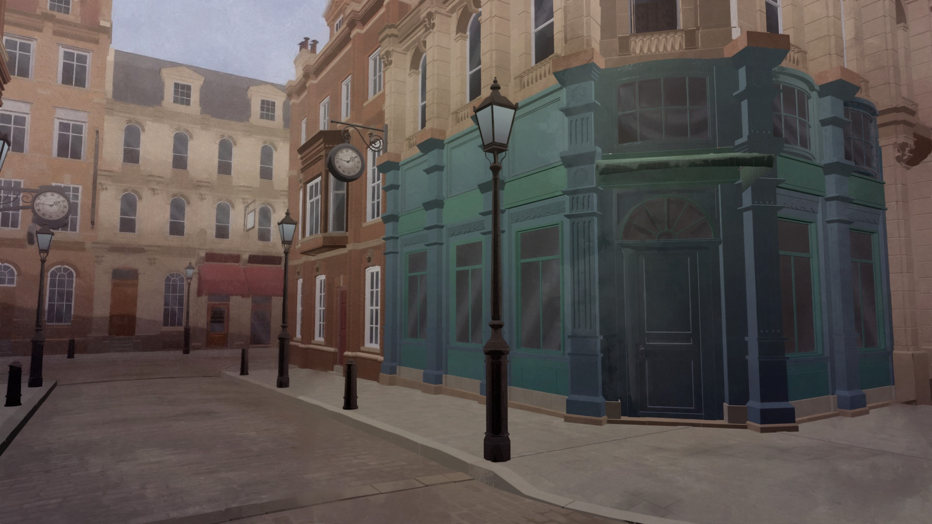1900s English Street Backgrounds by Spiral Atlas