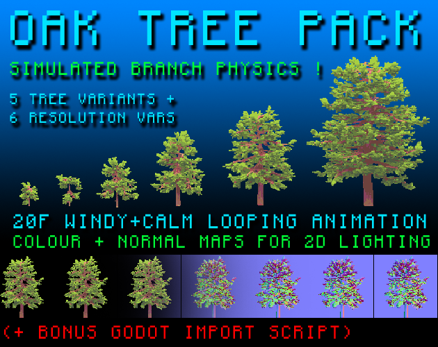 Oak Tree Pack - Looping animation + normal map by Aphyr