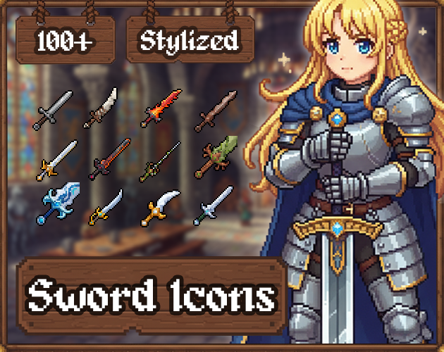 100+ Stylized Sword Icon Pack (32x32) by SODA