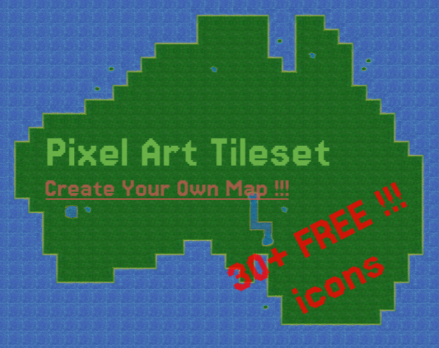 2D Pixel Art Tileset - Grass, Water, Sand by Zamirbek