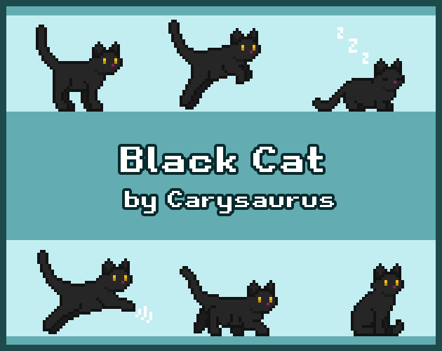Black Cat Sprites with Animations by carysaurus