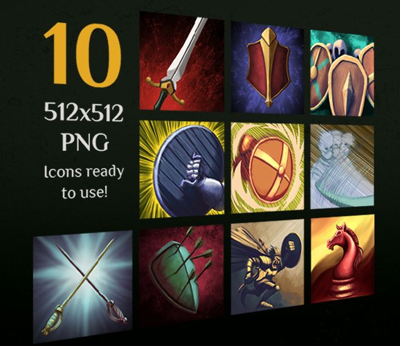 Warrior Combat Skills - 10 Hand-Painted RPG Ability Icons (512x512 PNG ...