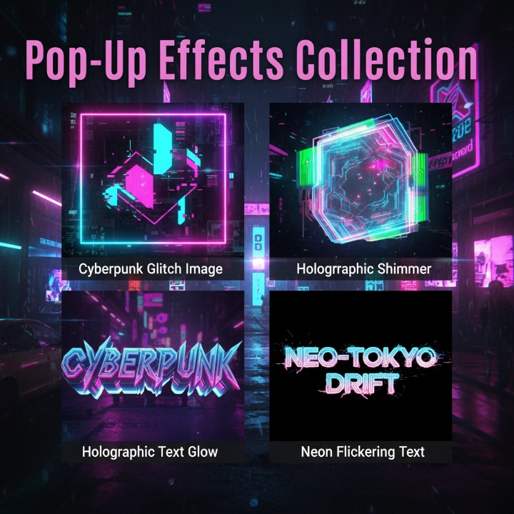 Cyberpunk Pop-Up Effects Collection by NeuroVibe Studios