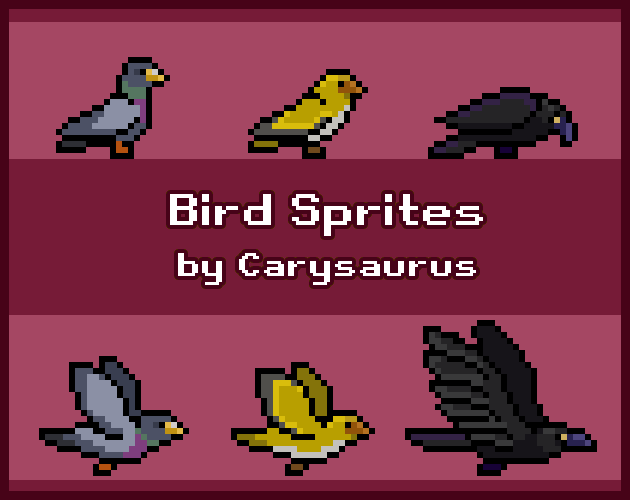 Bird Sprites with Animations by carysaurus